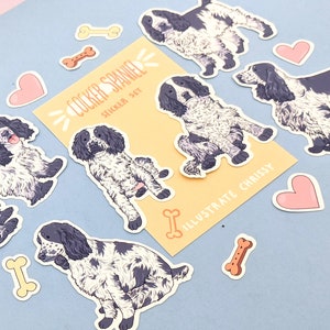Blue Roan Cocker Spaniel Stickers - Cute English Spaniel Stickers ...
