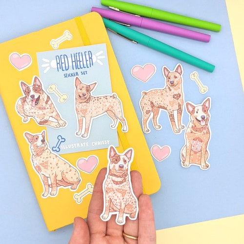 Red Heeler Stickers Red Australian Cattle Dog Stickers - Etsy