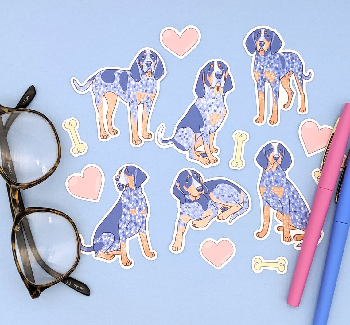 Bluetick Coonhound Stickers Cute Dog Sticker Set | Etsy