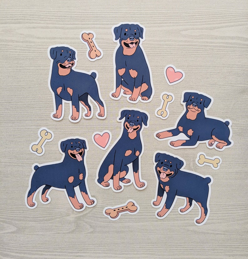 Cartoon Rottweiler Stickers Cute Sticker Pack Cute Dog | Etsy
