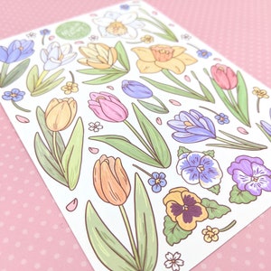 Spring Flower Sticker Sheet - Cute Sticker Sheet - Pretty Flower ...