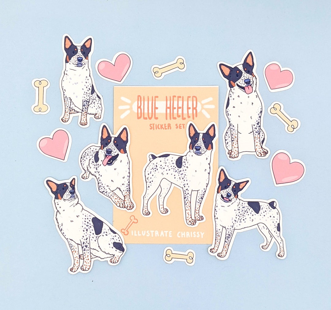 White & Speckled Blue Heeler Stickers - Docked Tail - Waterproof - Etsy