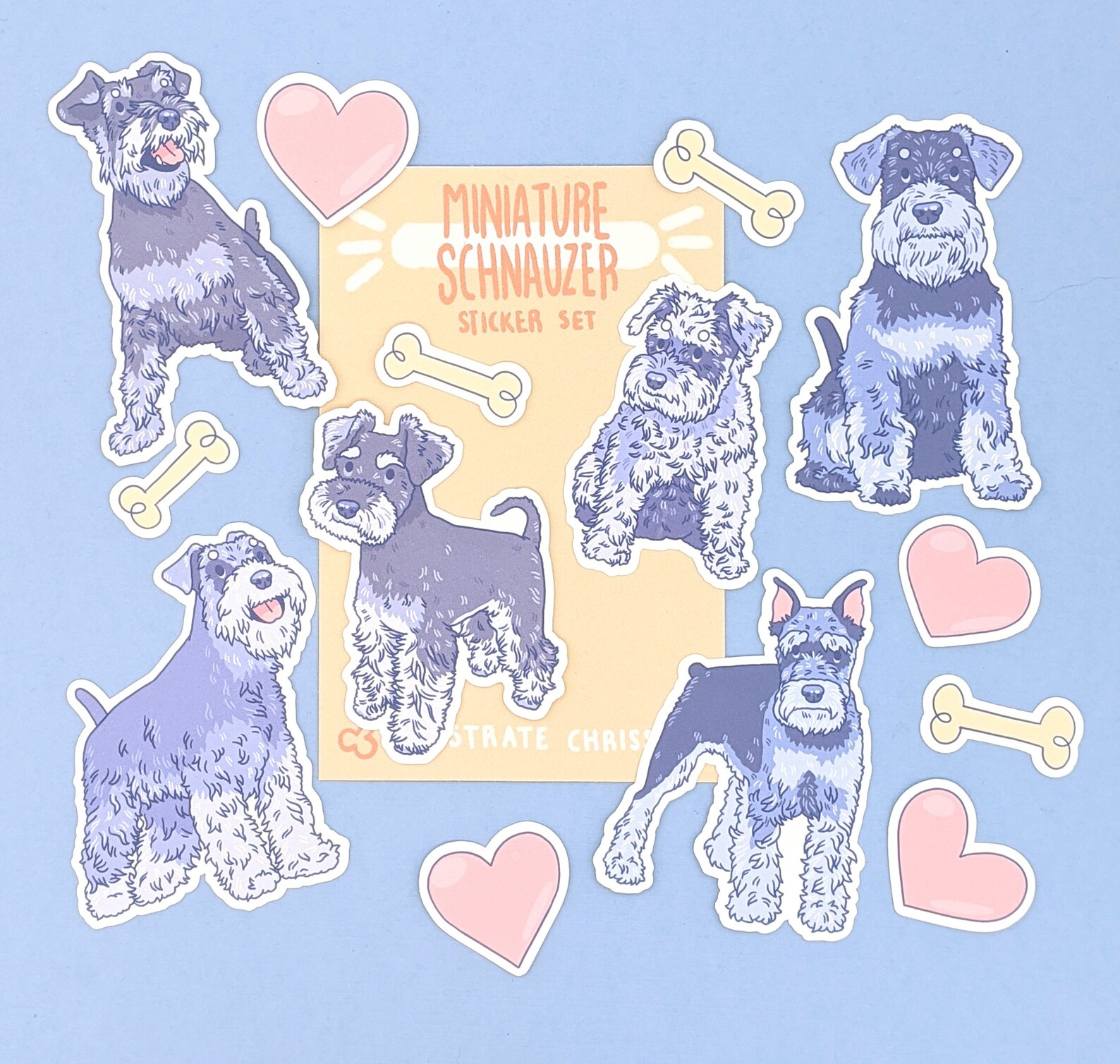 Miniature Schnauzer Stickers Cute Dog Stickers Cartoon | Etsy