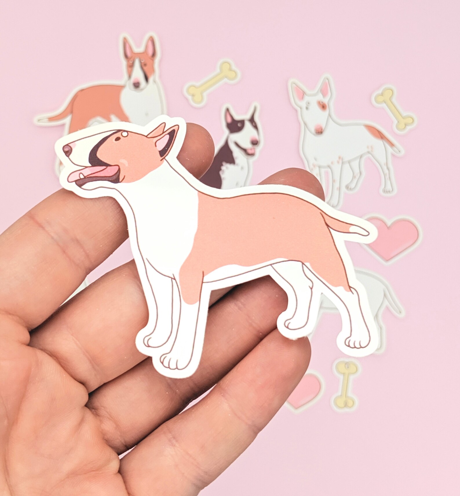 Cute Bull Terrier Stickers - Cartoon Dog Stickers - Cute Dog Lover Gift ...