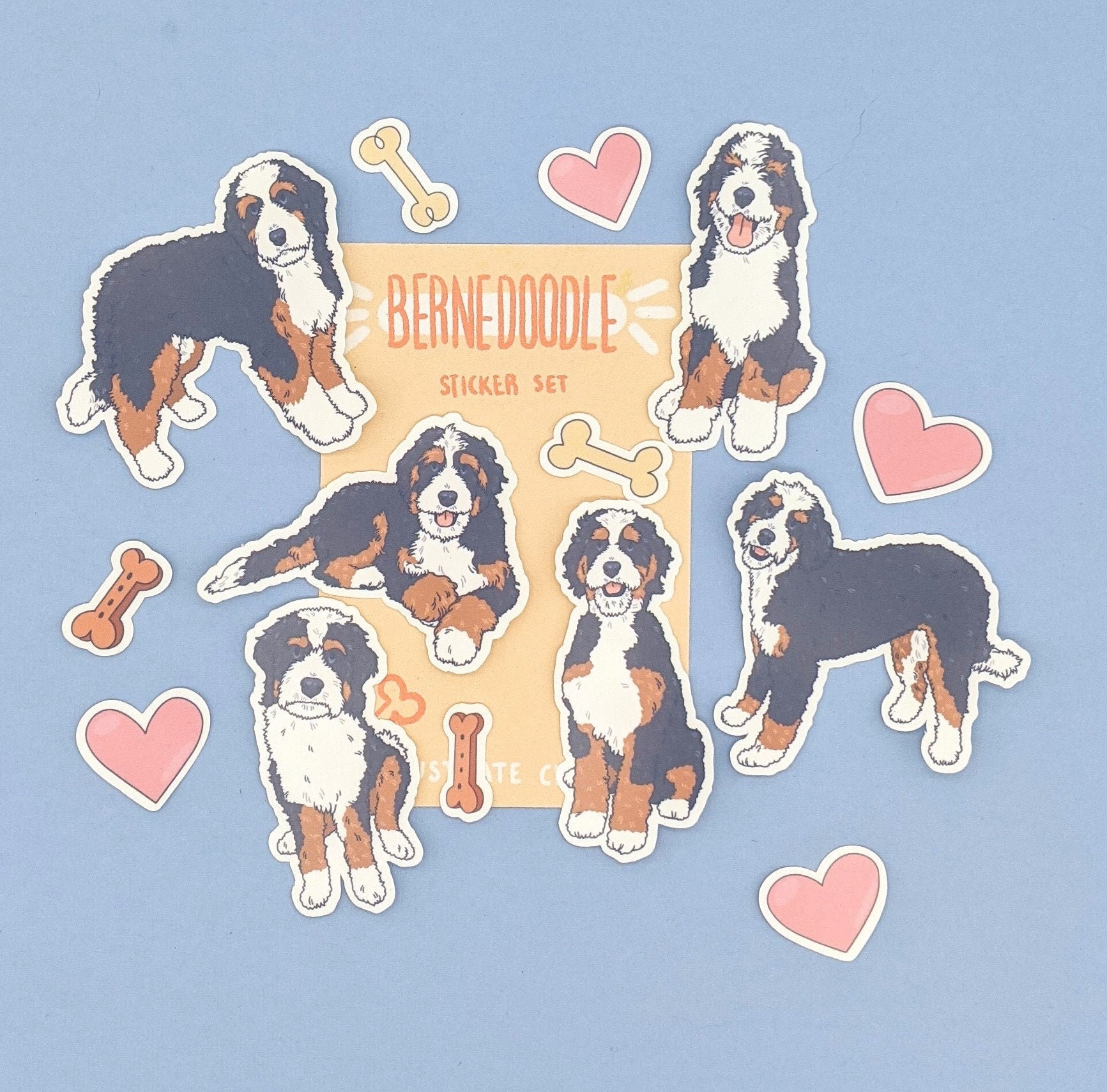 Bernedoodle Dog Sticker Set - Bernese Mountain X Poodle - Cute Doodle ...