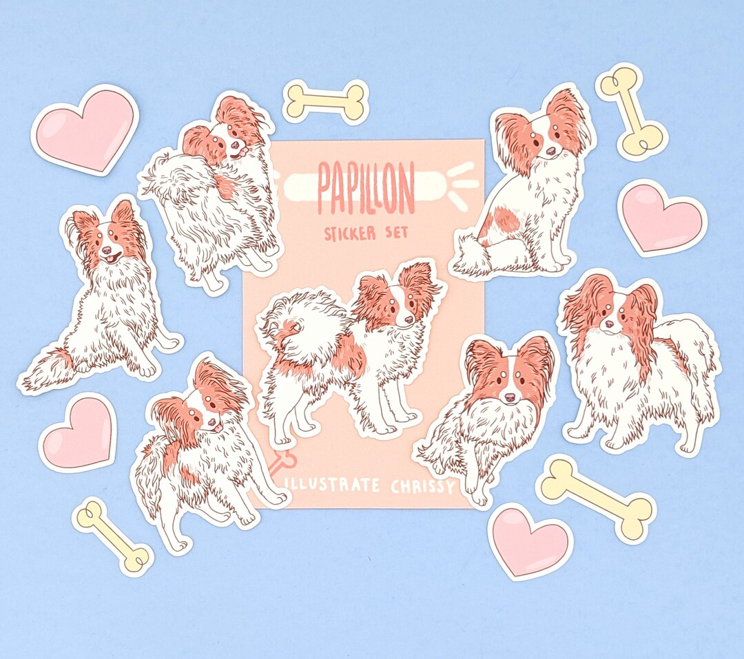 Cute Papillon Stickers - Cute Dog Stickers - Sticker Set - Etsy