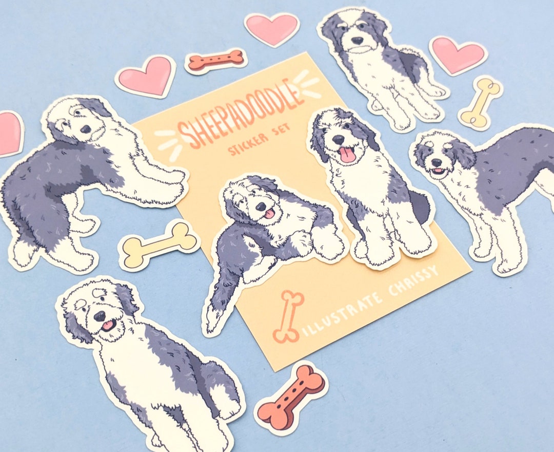 Sheepadoodle Sticker Set - Sheepdog - Poodle - Etsy