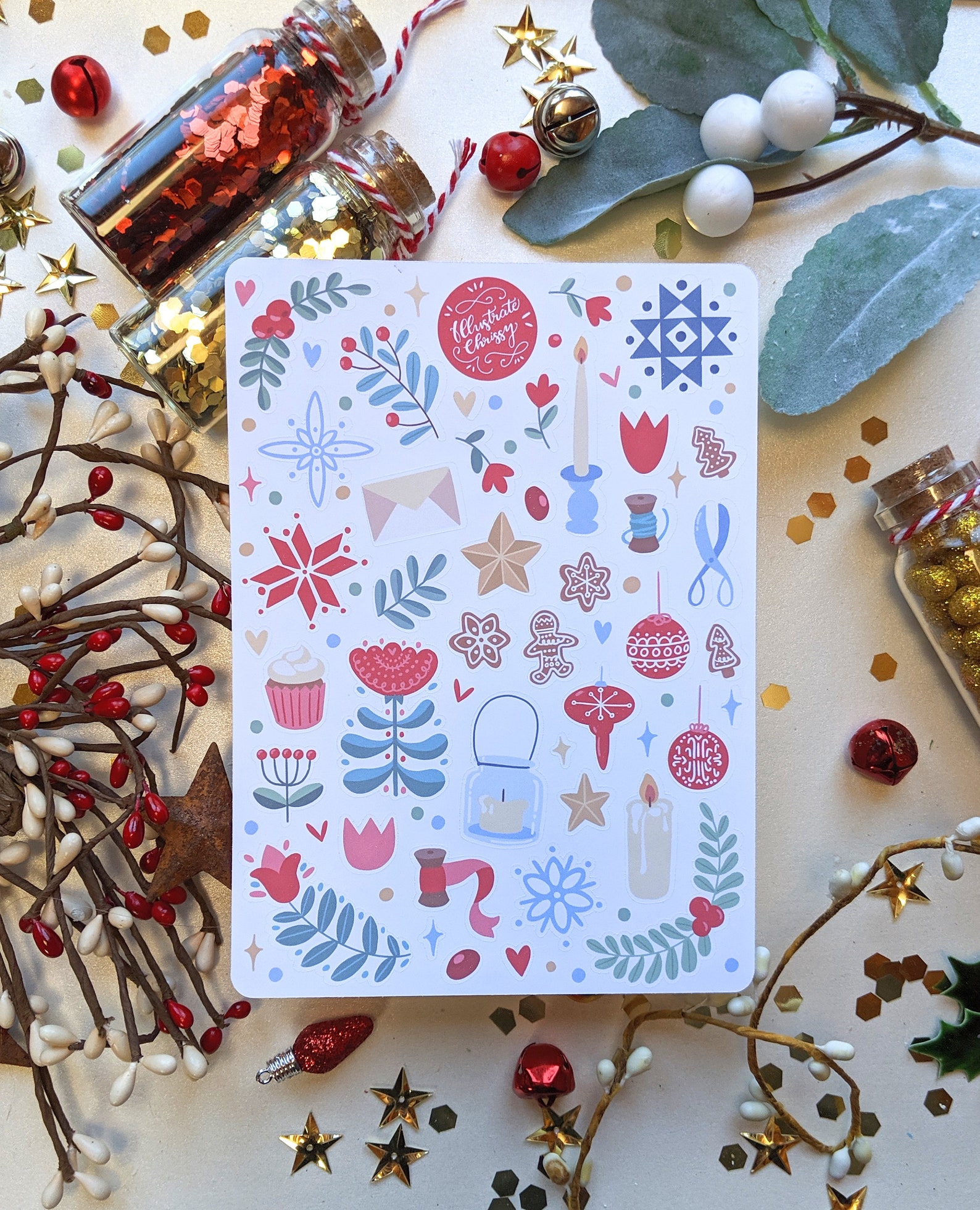 Nordic Christmas Stickers Hygge Stickersheet Cozy Winter | Etsy