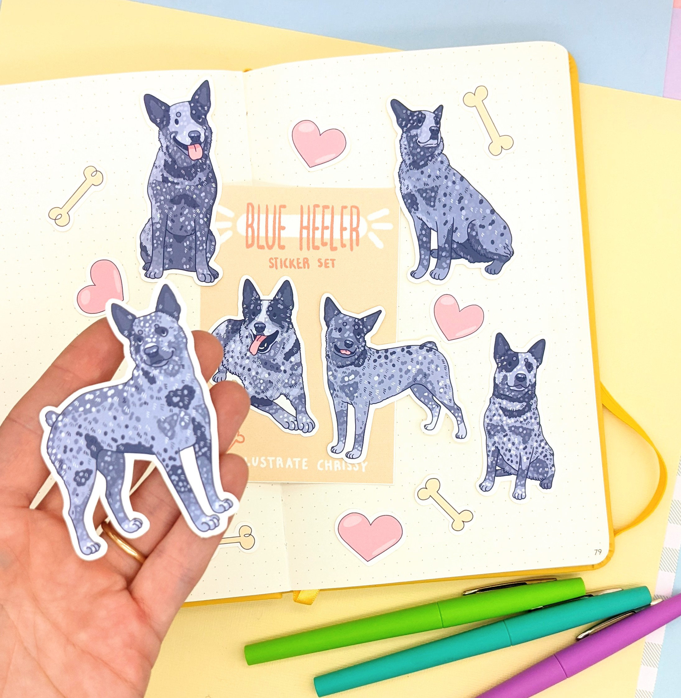 Dark Blue Heeler Stickers Docked Tail Australian Cattle - Etsy