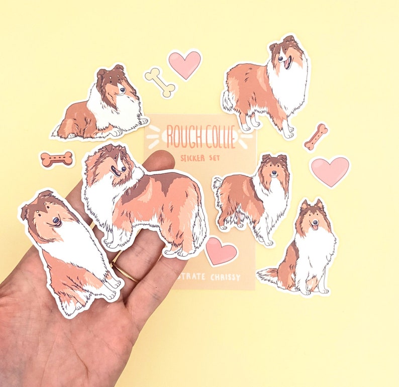 Sable Rough Collie Sticker Set Rough Collie Stickers Dog | Etsy