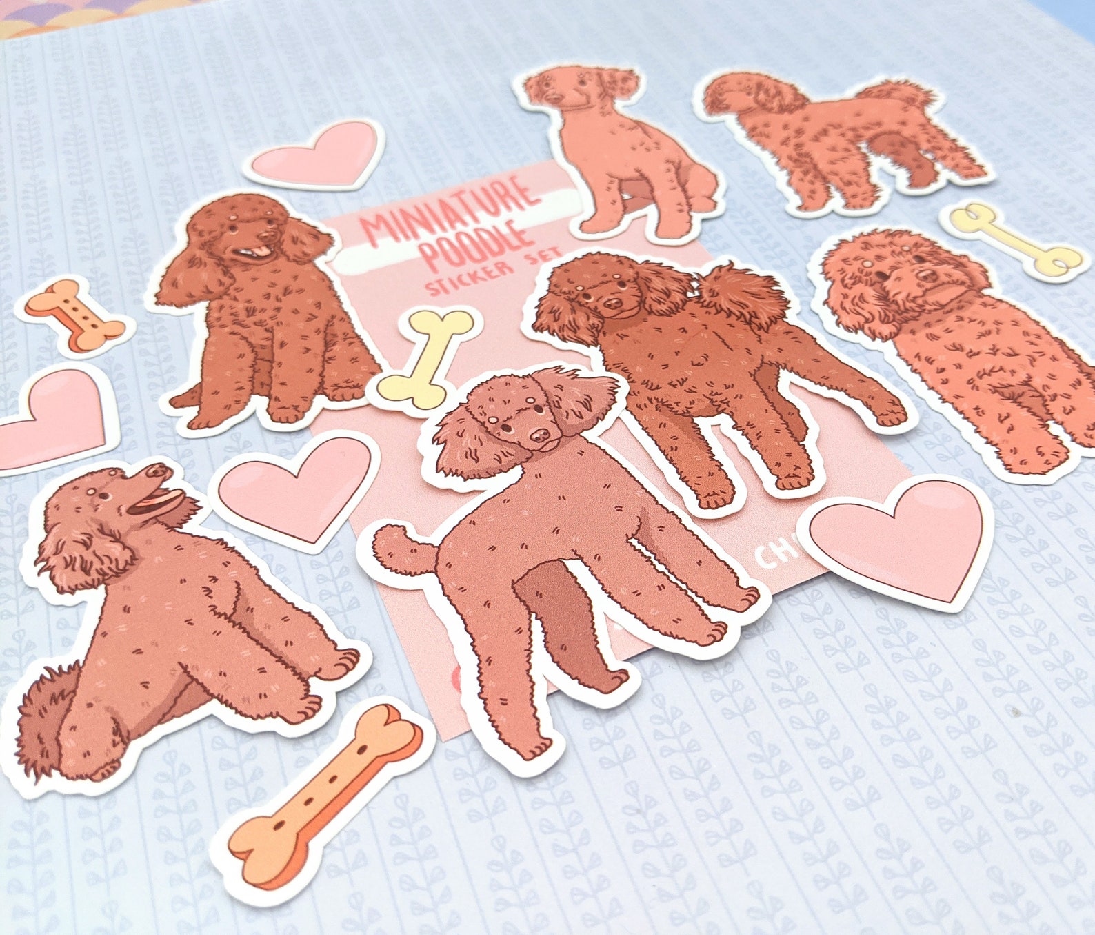 Miniature Poodle Stickers Cute Dog Sticker Set Apricot Red | Etsy