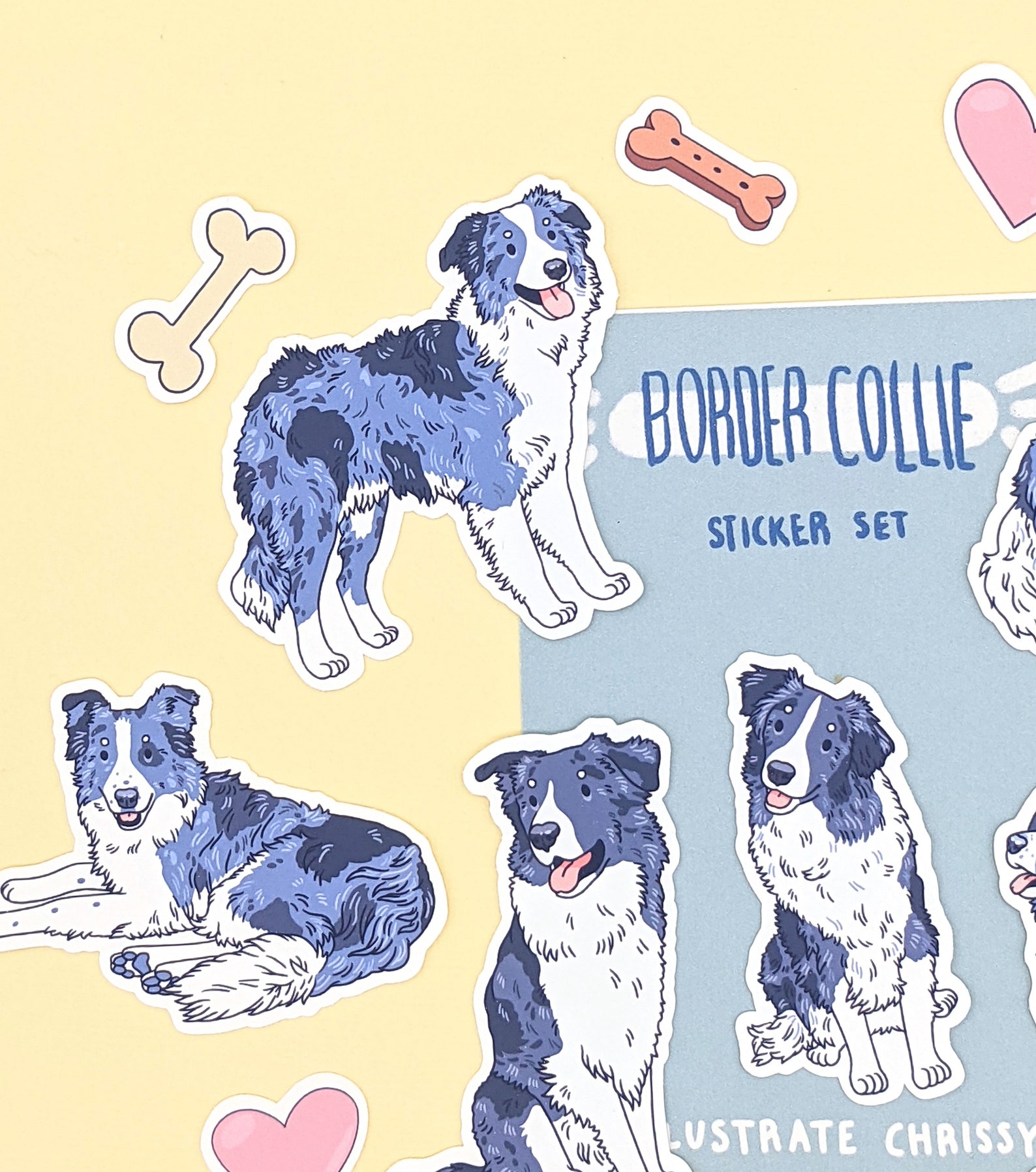 Blue Merle Border Collie Sticker Set - Cute Dog Sticker Pack - Etsy