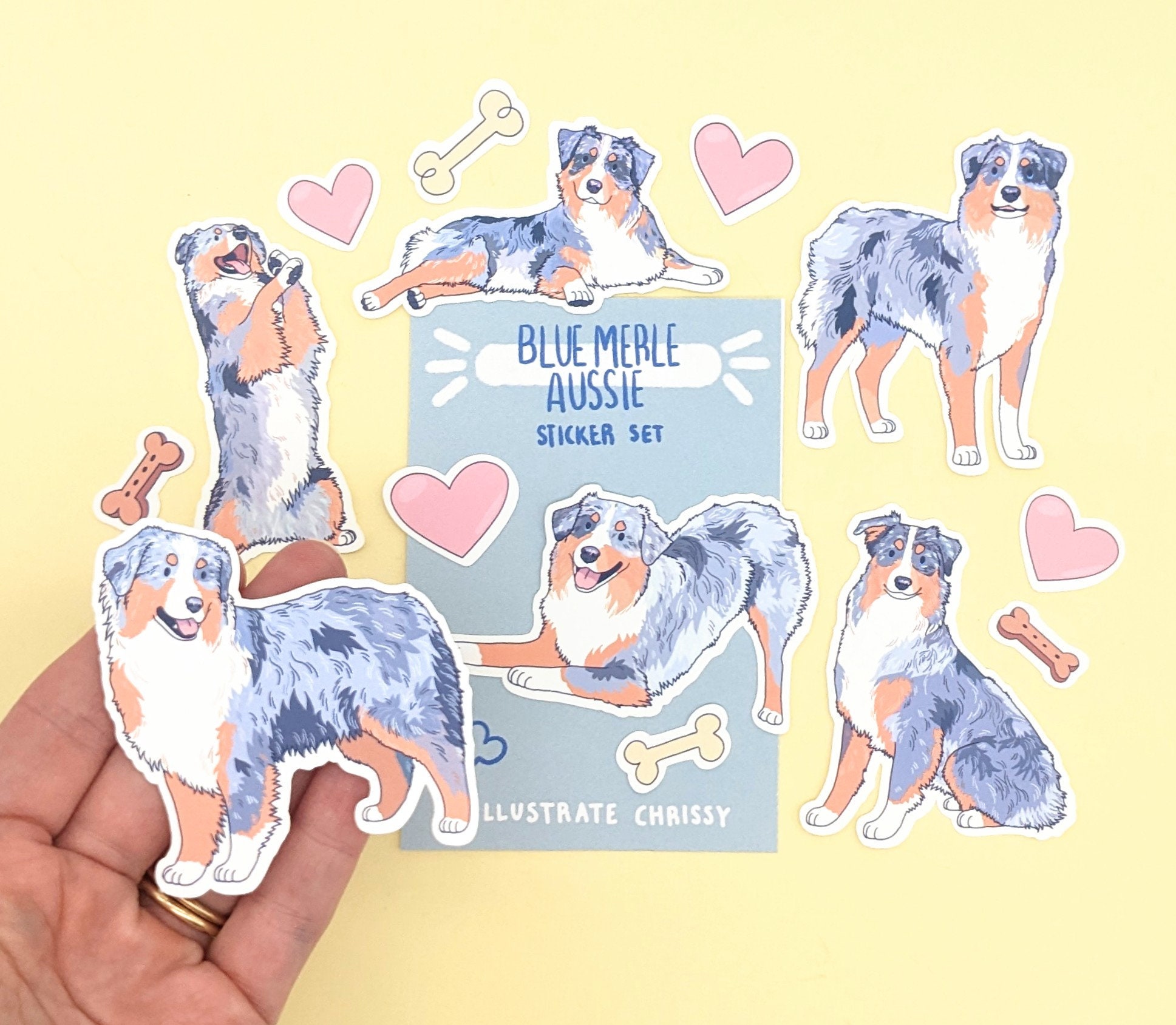 Blue Merle Aussie Sticker - Australian Shepherd Dog Stickers - Etsy