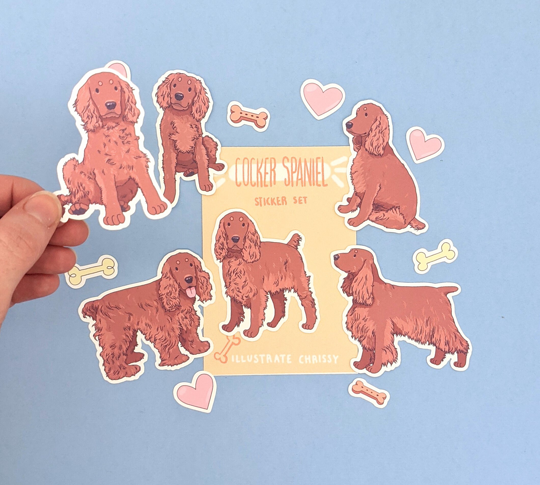 Red Cocker Spaniel Stickers Cute English Spaniel Stickers | Etsy