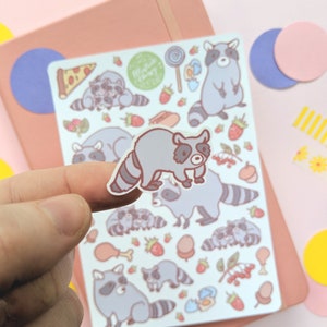 Raccoon Sticker Sheet - Cute Animal Stickers - Planner Journal Stickers ...