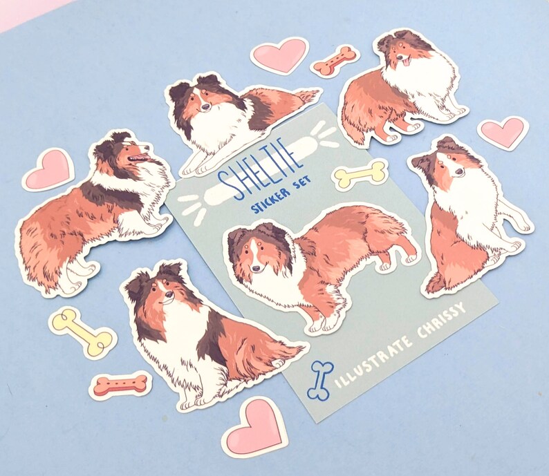 Sable and White Shetland Sheepdog Stickers - Sheltie Sticker Set - Etsy