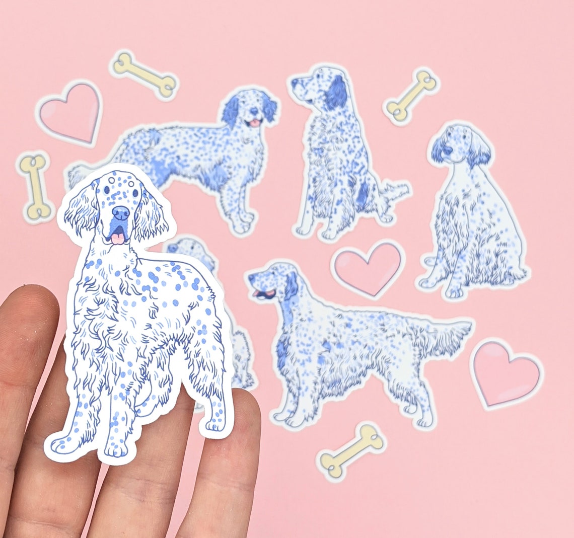 English Setter Stickers Blue Belton Setter Sticker Set | Etsy