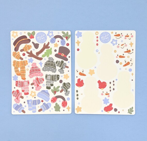 Snowman Sticker Set Build A Snowman Sticker Sheet | Etsy