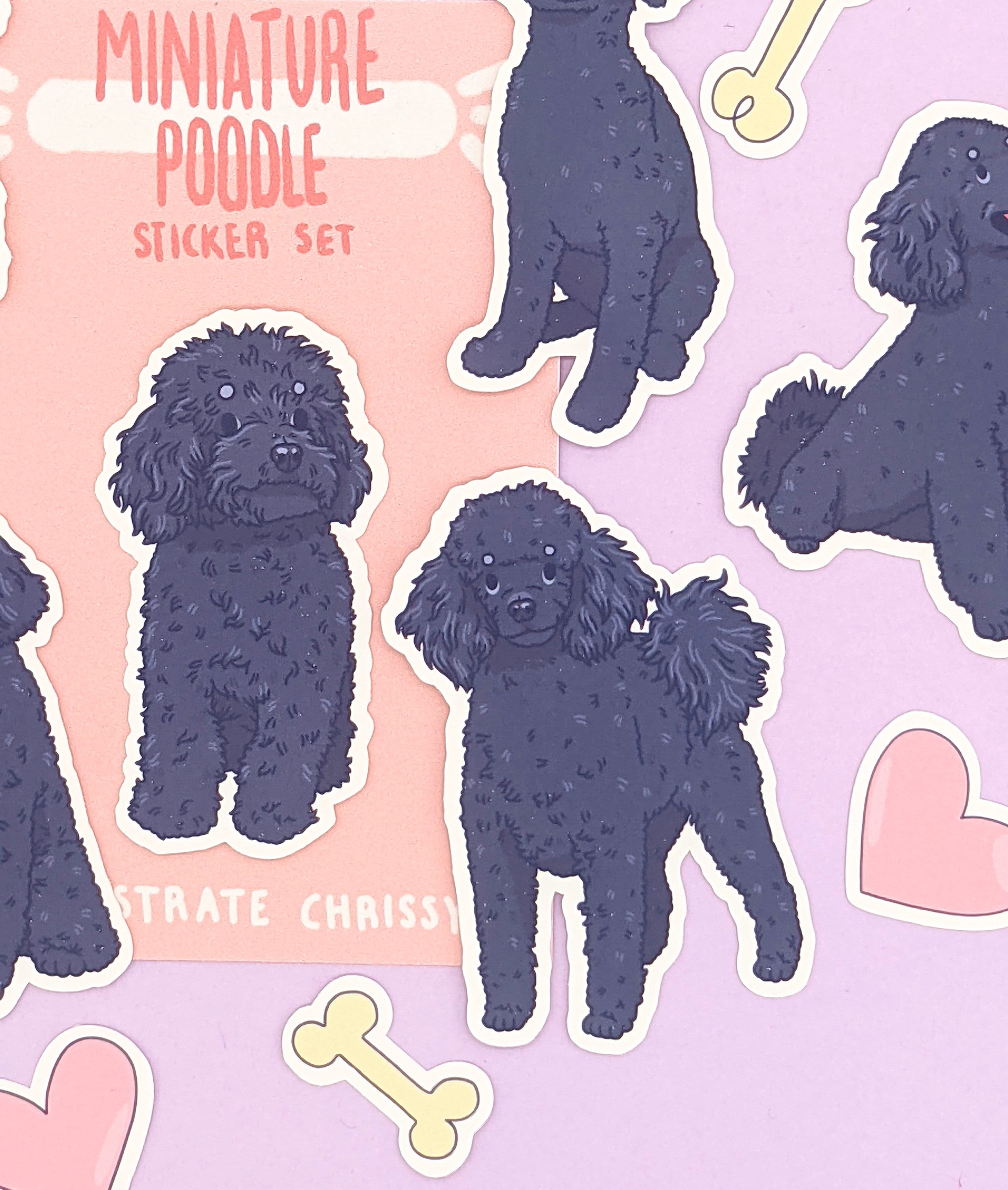Miniature Black Poodle Stickers Cute Dog Sticker Set Black | Etsy