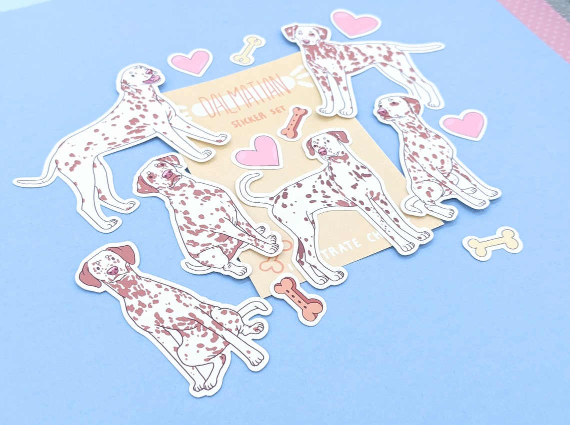 Brown Dalmatian Sticker Set - Dog Stickers - Spotted Dog - Etsy