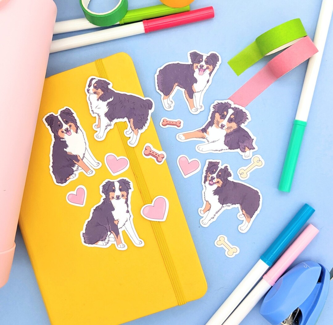 Toy Australian Shepherd Stickers - Dark Red Tricolor - Miniature ...