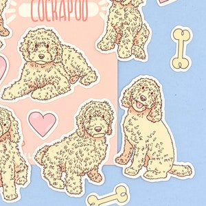 Cream Cockapoo Stickers - Cute Dog Stickers - Cocker Spaniel - Poodle ...