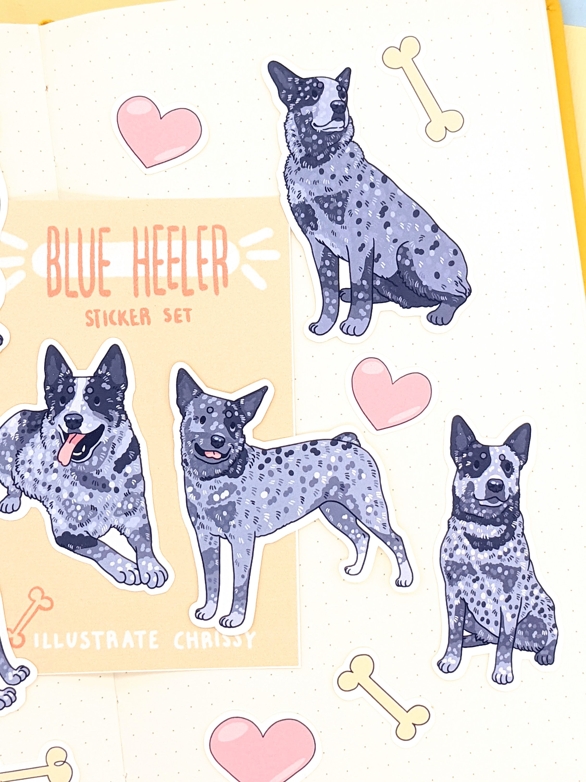 Dark Blue Heeler Stickers - Docked Tail - Australian Cattle Dog Sticker ...