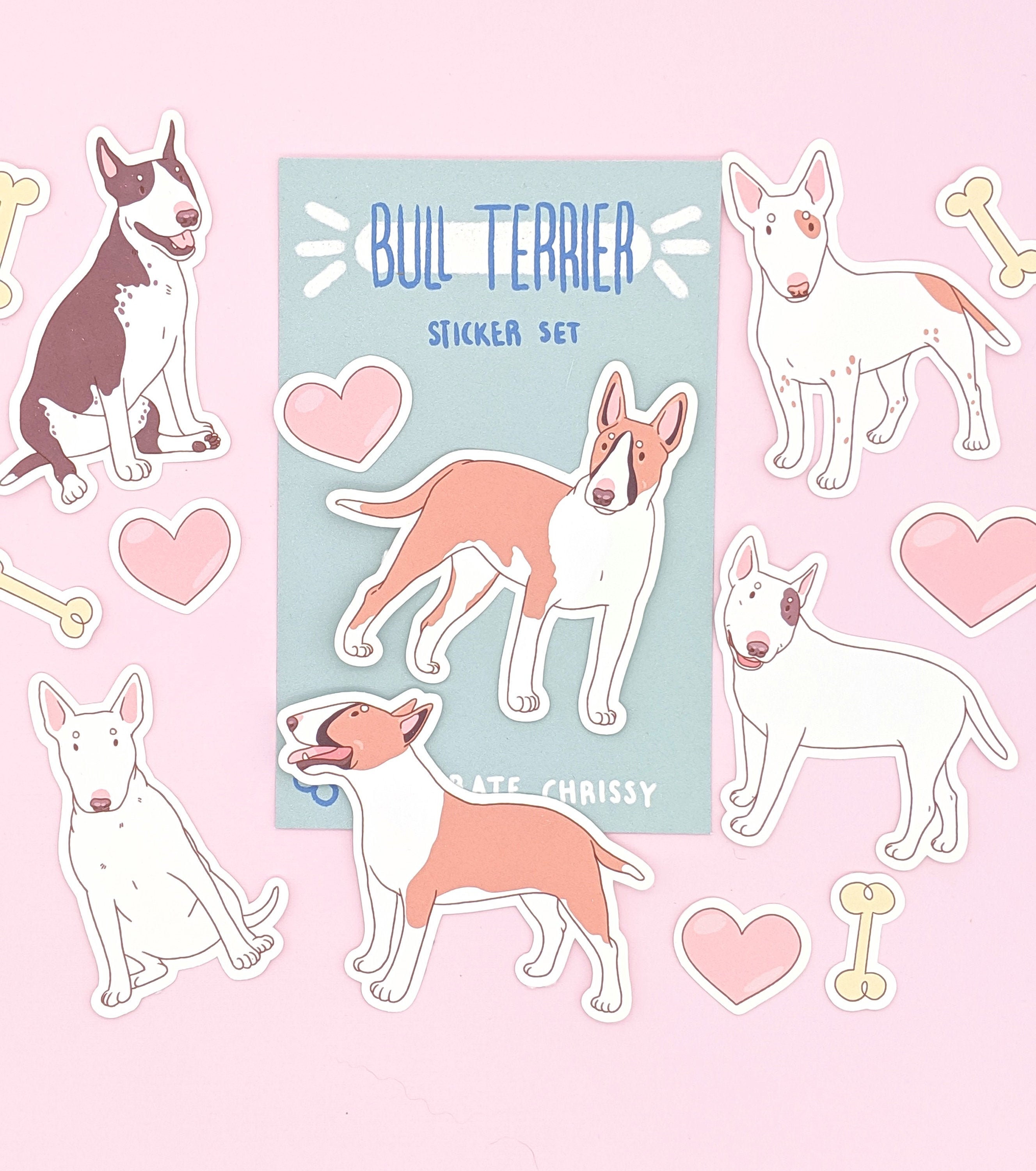 Cute Bull Terrier Stickers Cartoon Dog Stickers Cute Dog | Etsy