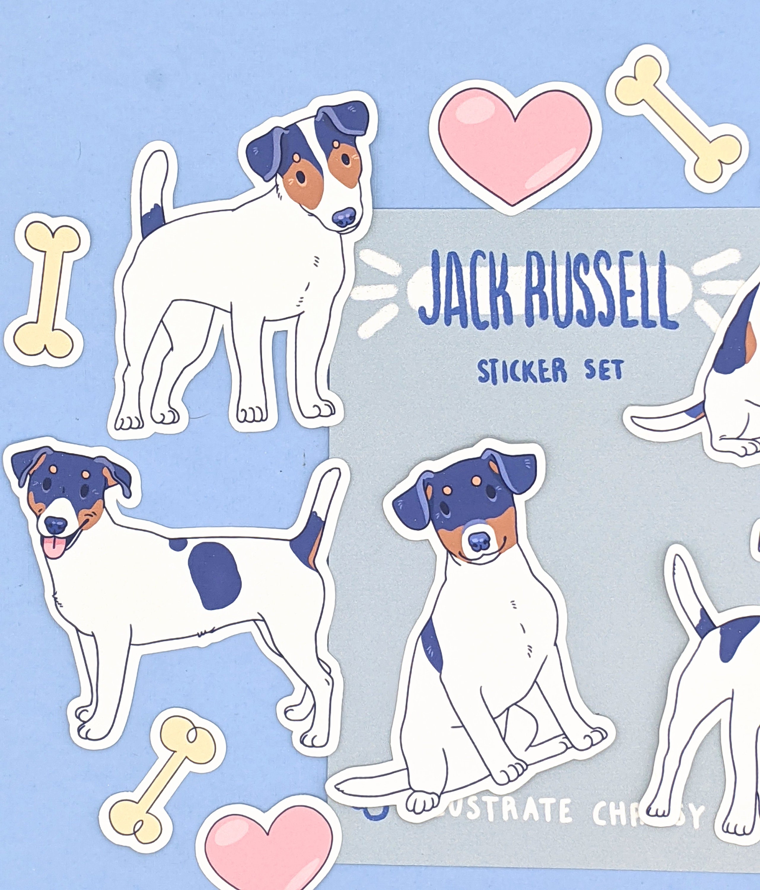 Tricolor Smooth Jack Russell Terrier Stickers Cute Dog - Etsy