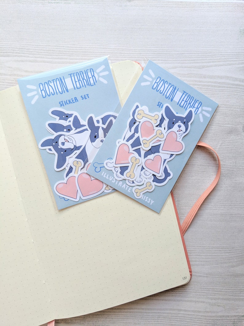 Cute Dog Stickers - Boston Terrier Stickers - Dog Sticker Set - Etsy