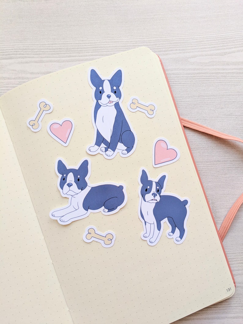 Cute Dog Stickers Boston Terrier Stickers Dog Sticker Set - Etsy