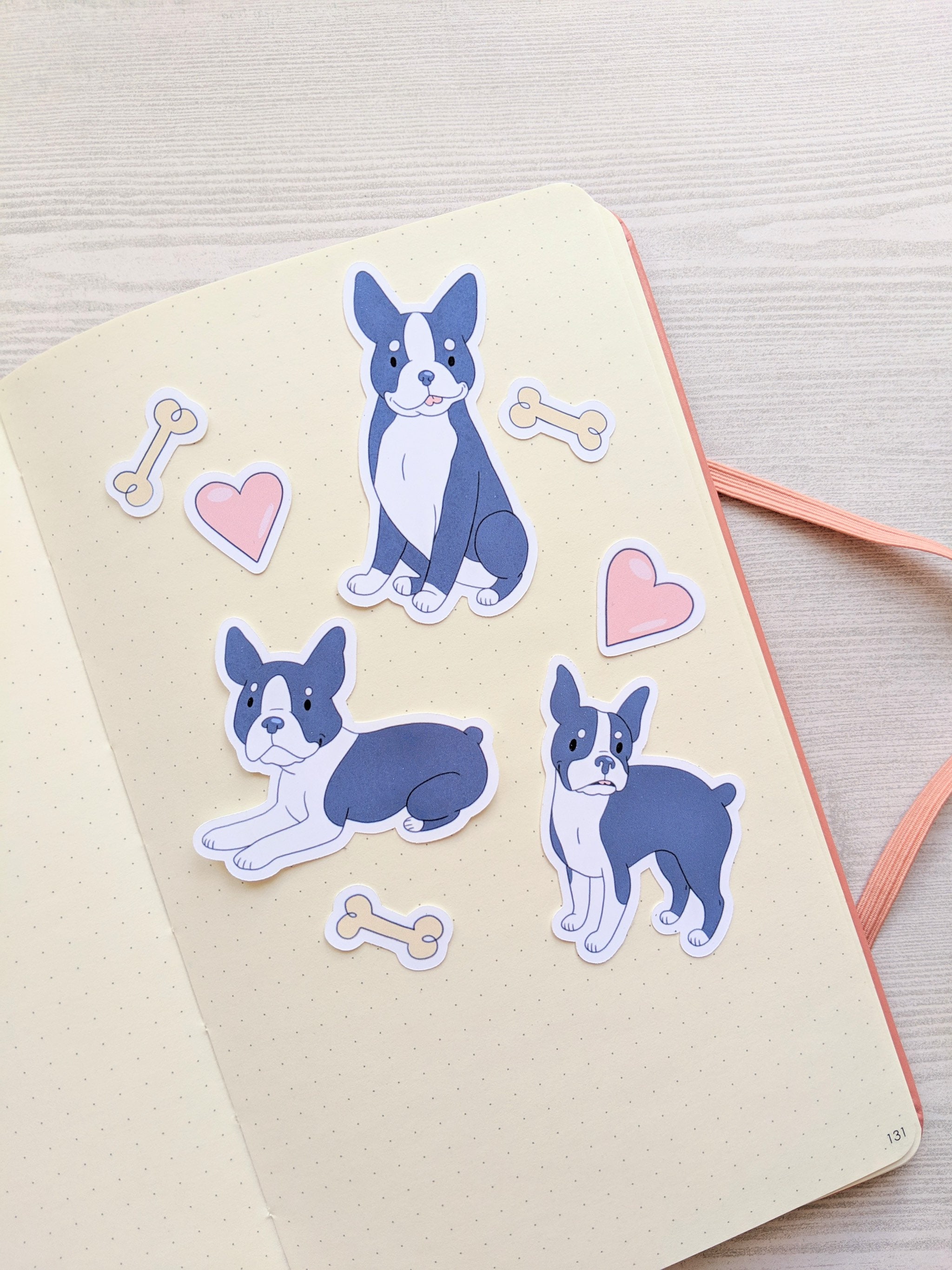 Cute Dog Stickers Boston Terrier Stickers Dog Sticker Set | Etsy