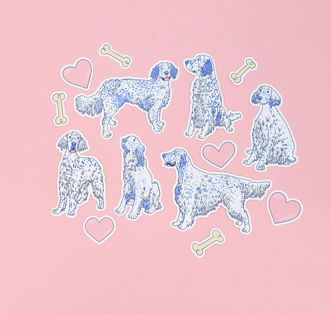 English Setter Stickers Blue Belton Setter Sticker Set | Etsy