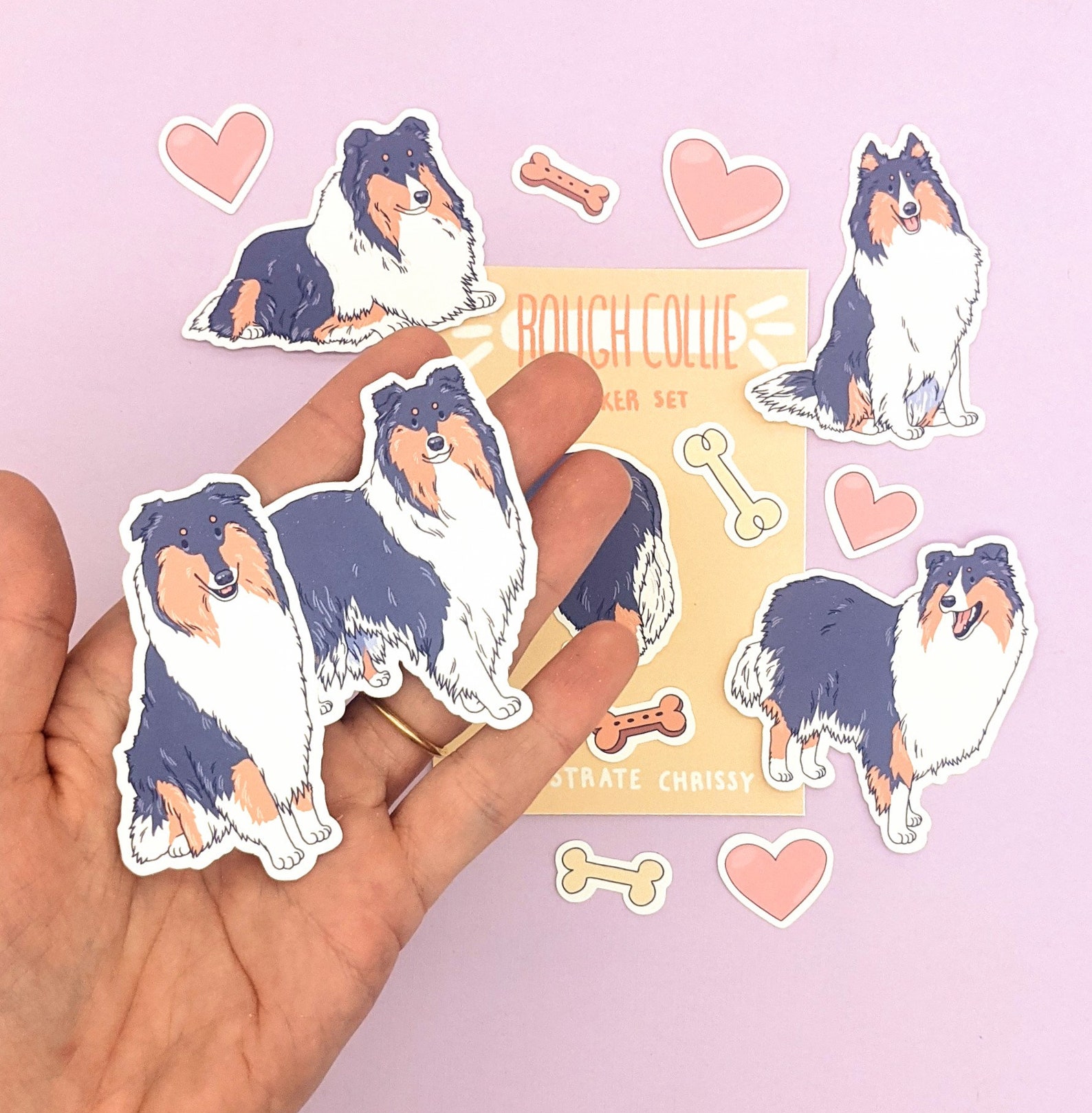 Tricolor Rough Collie Sticker Set - Rough Collie Stickers - Dog ...