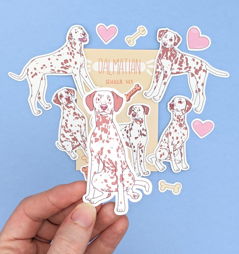 Brown Dalmatian Sticker Set Dog Stickers Spotted Dog - Etsy