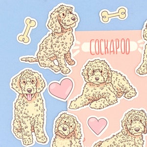 Cream Cockapoo Stickers - Cute Dog Stickers - Cocker Spaniel - Poodle ...
