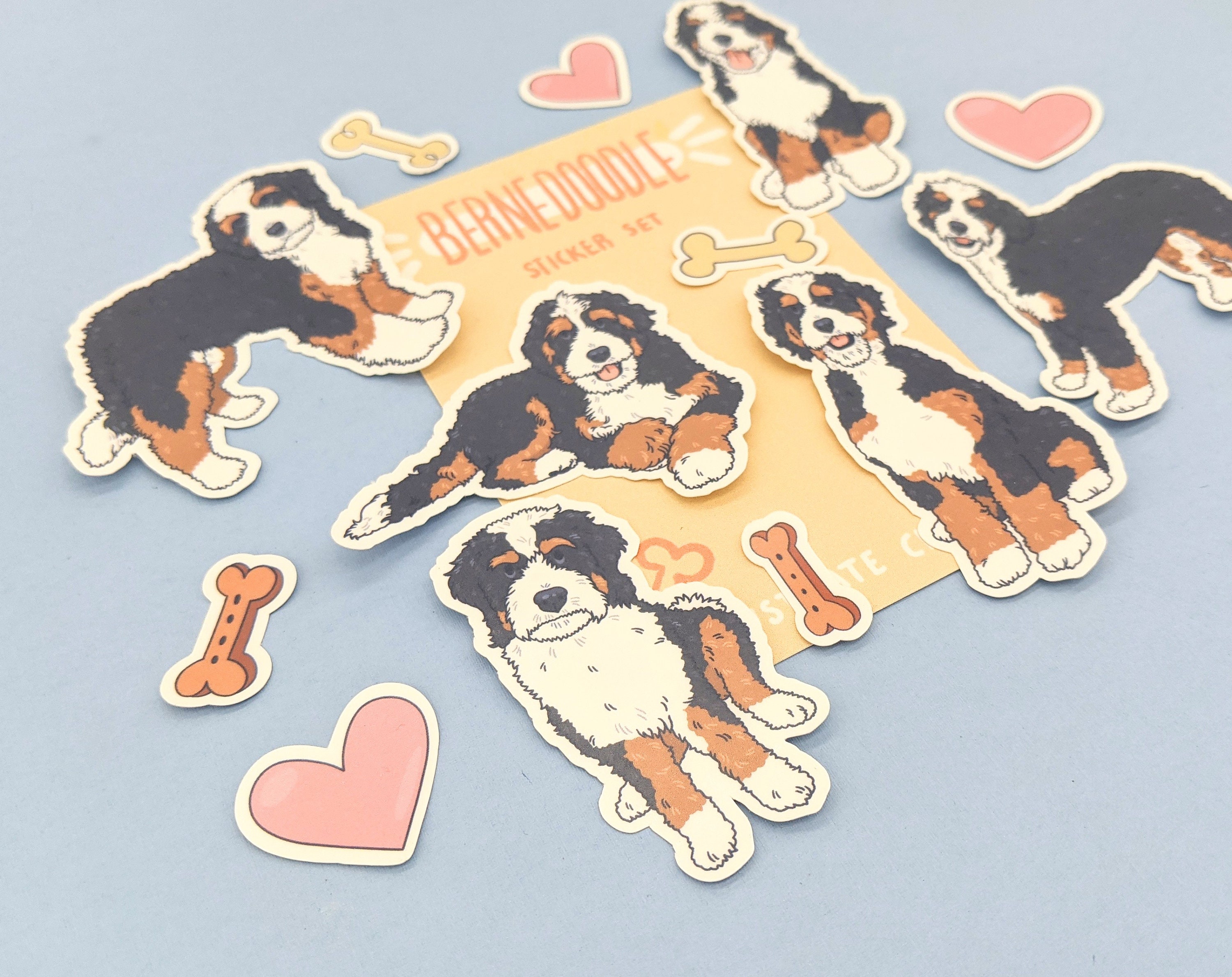 Bernedoodle Dog Sticker Set - Bernese Mountain X Poodle - Cute Doodle ...