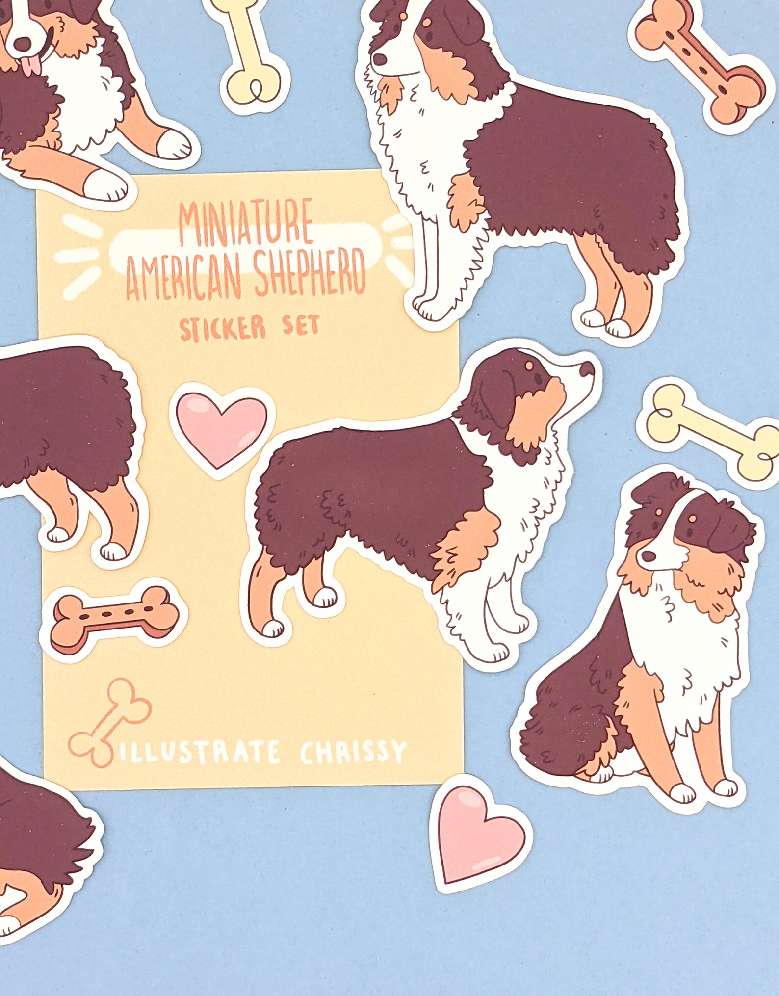 Red Tri Miniature American Shepherd Stickers Miniature Australian ...