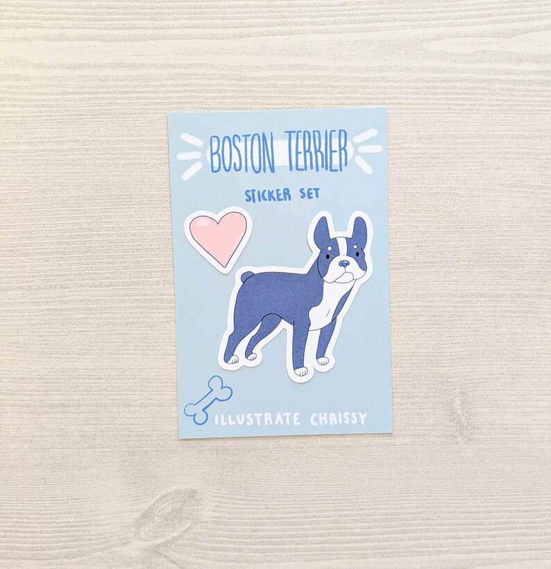 Cute Dog Stickers Boston Terrier Stickers Dog Sticker Set - Etsy