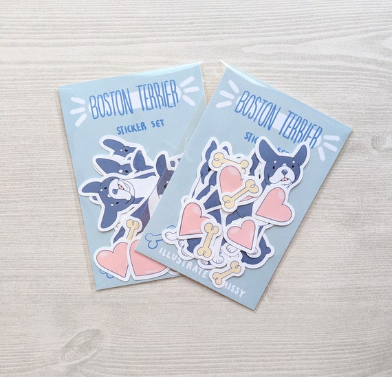 Cute Dog Stickers Boston Terrier Stickers Dog Sticker Set | Etsy