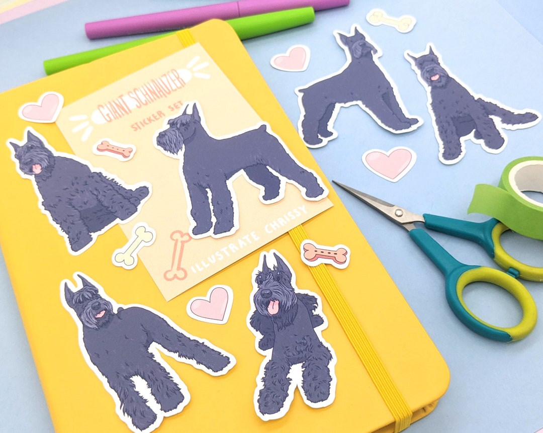 Giant Schnauzer Stickers - Docked Ears - Cute Dog Stickers - Cartoon ...