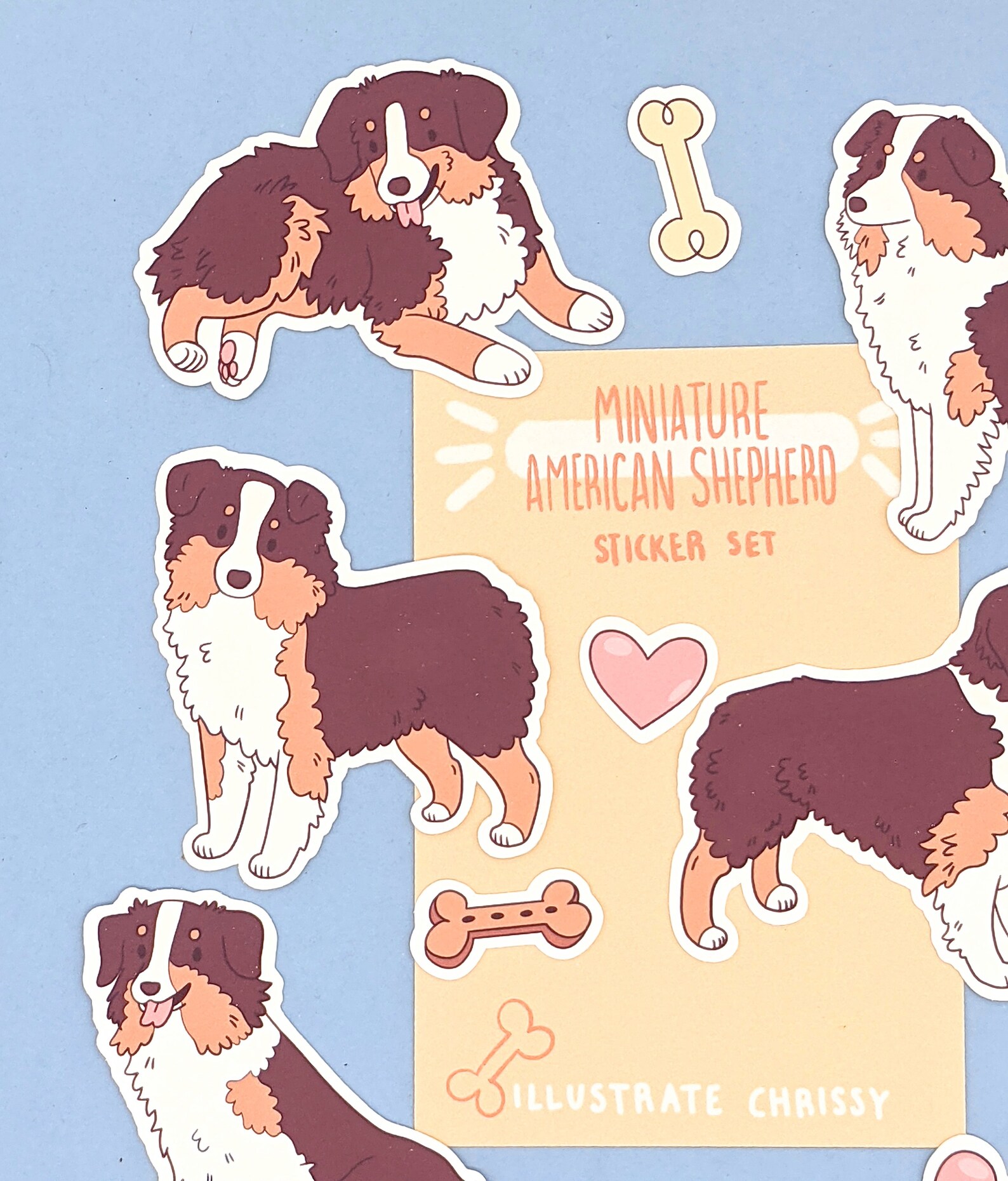 Red Tri Miniature American Shepherd Stickers Miniature Australian ...
