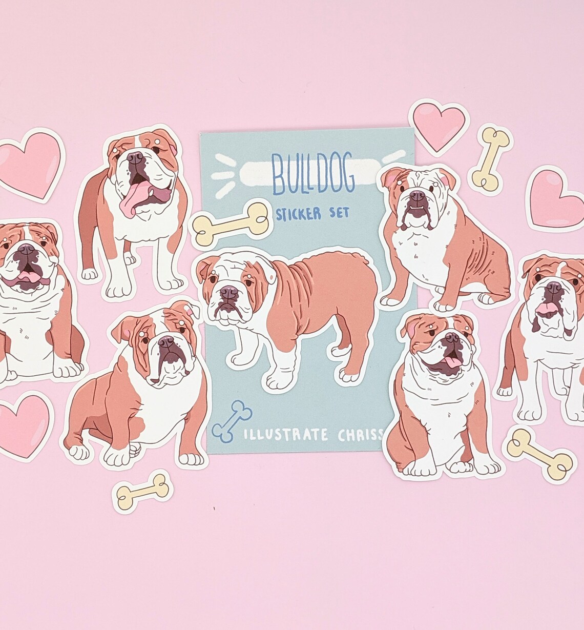 Bulldog Stickers Cute Dog Stickers Cartoon Stickers Cute | Etsy