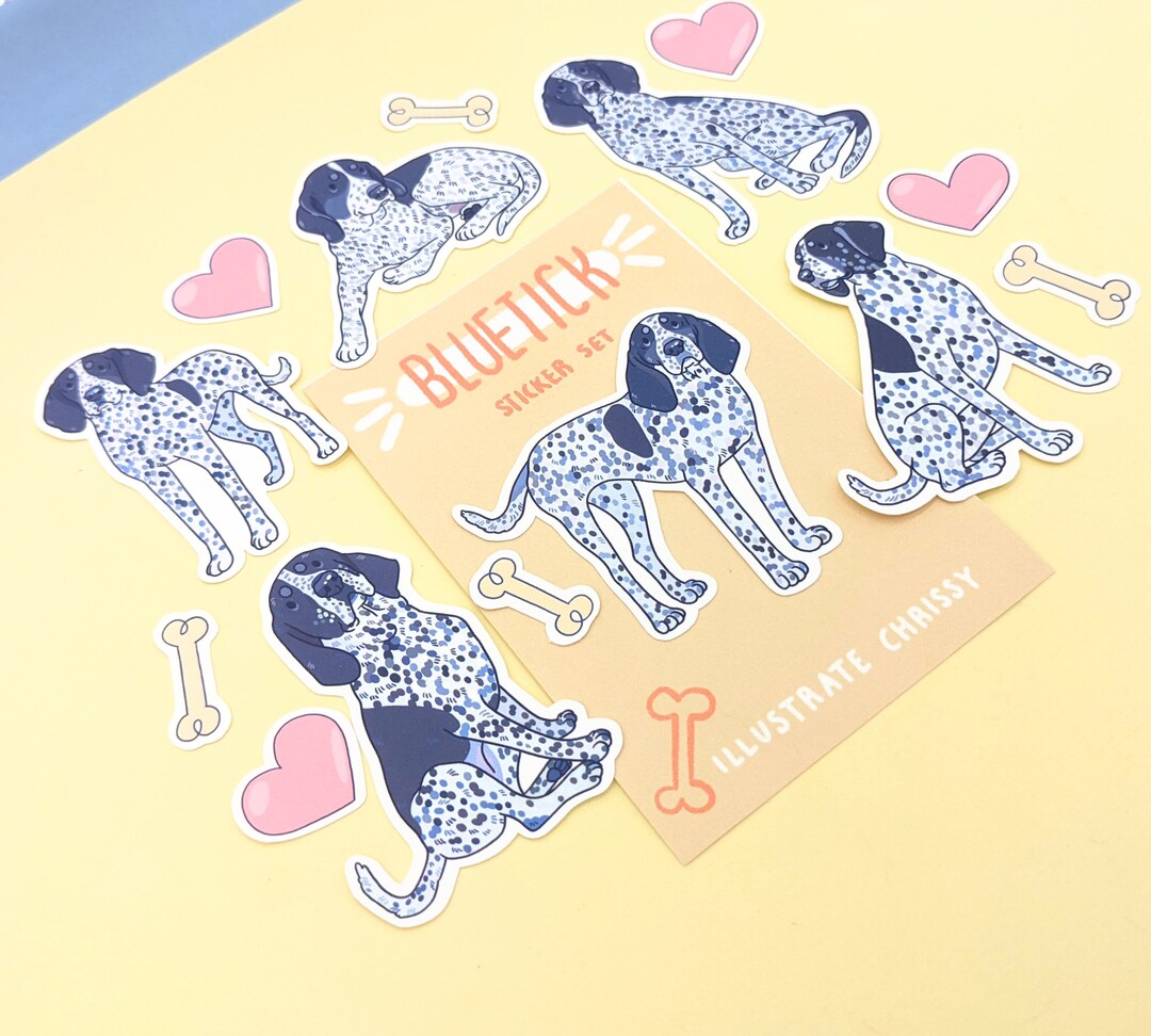 Light Bluetick Coonhound Stickers - Cute Dog Sticker Set - Etsy