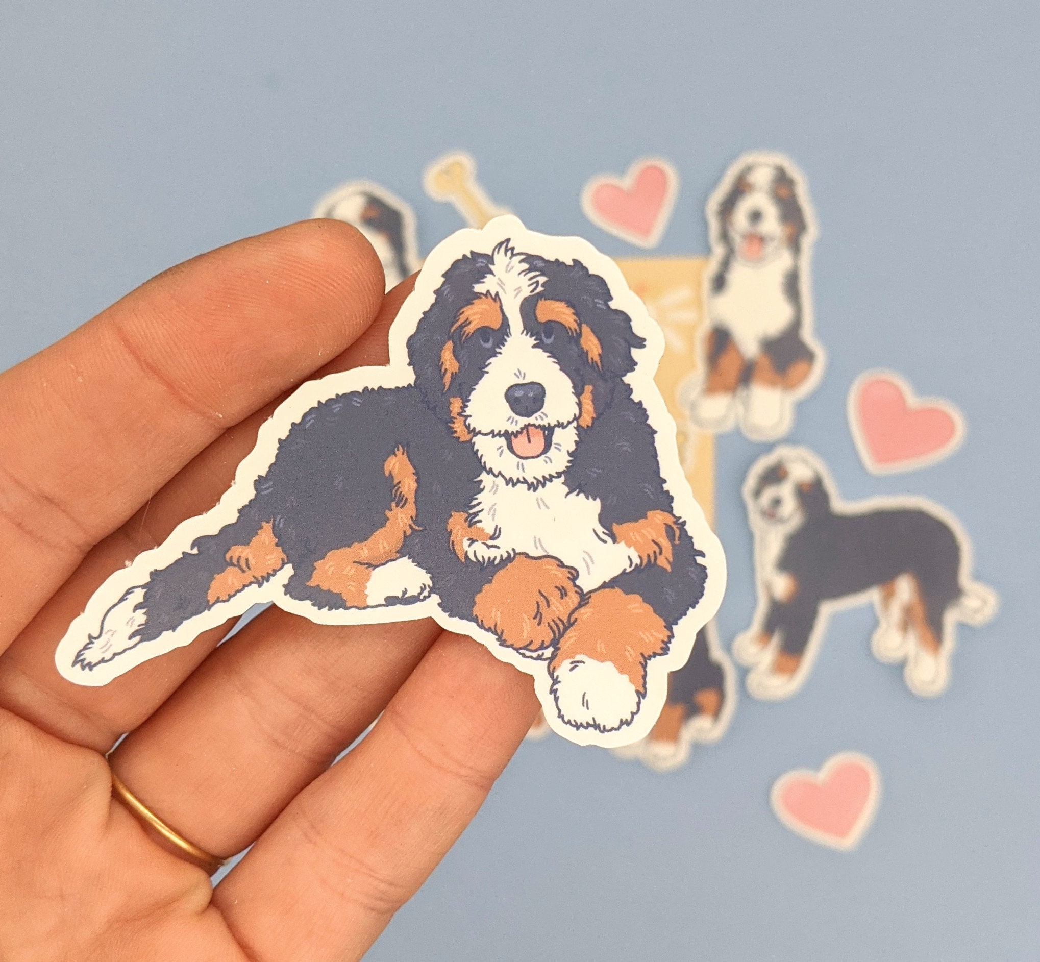 Bernedoodle Dog Sticker Set - Bernese Mountain X Poodle - Cute Doodle ...