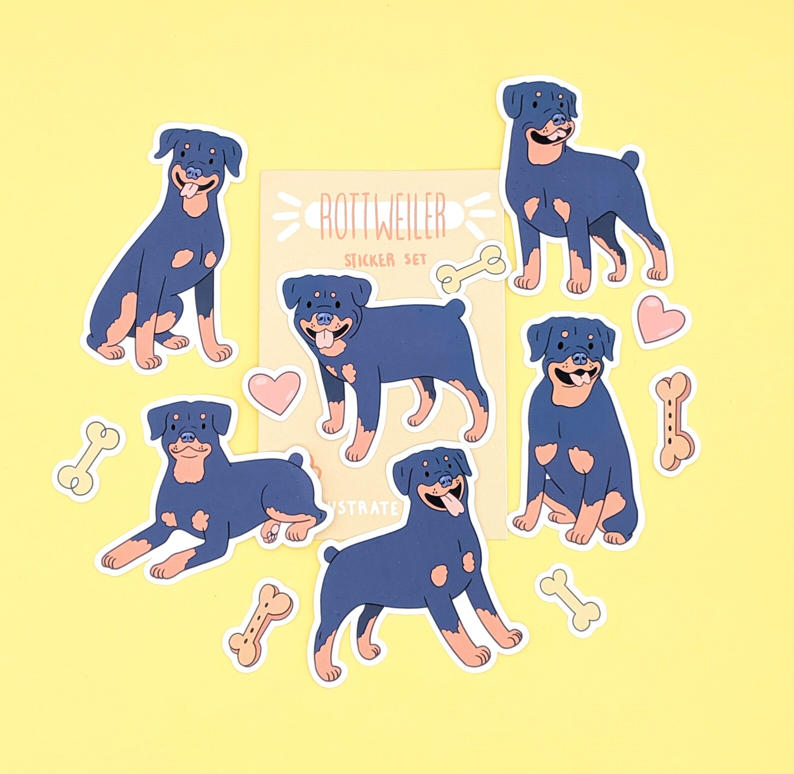 Cartoon Rottweiler Stickers Cute Sticker Pack Cute Dog - Etsy