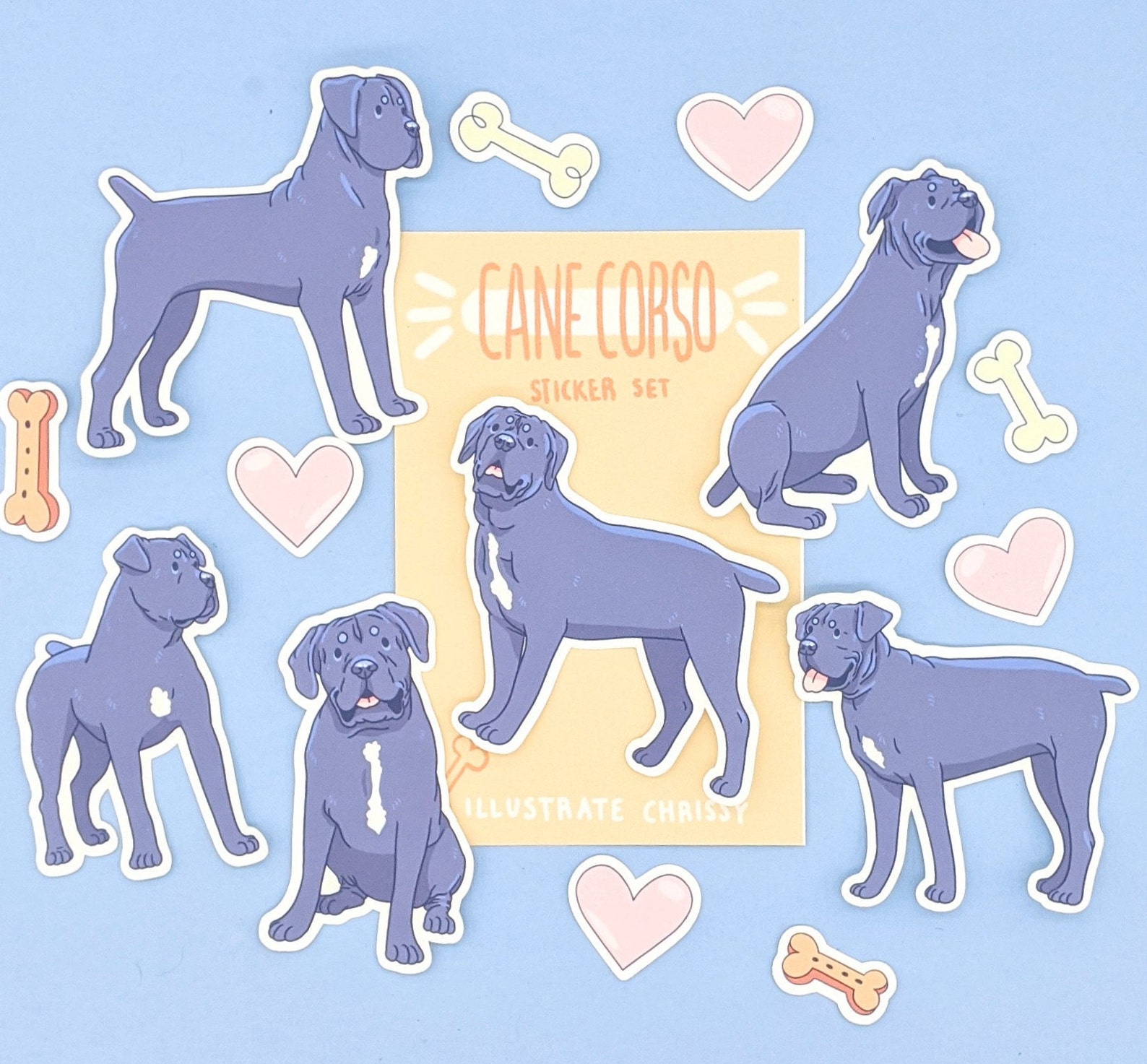 Blue Cane Corso Stickers - Gray Natural Ear Cane Corso Dog - Cute Dog ...