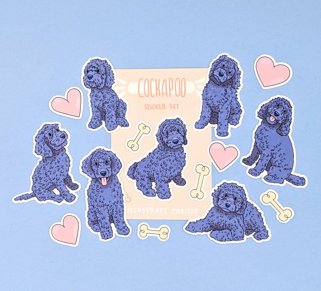 Blue Cockapoo Stickers Cute Cockapoo Gift Dog Sticker Set - Etsy