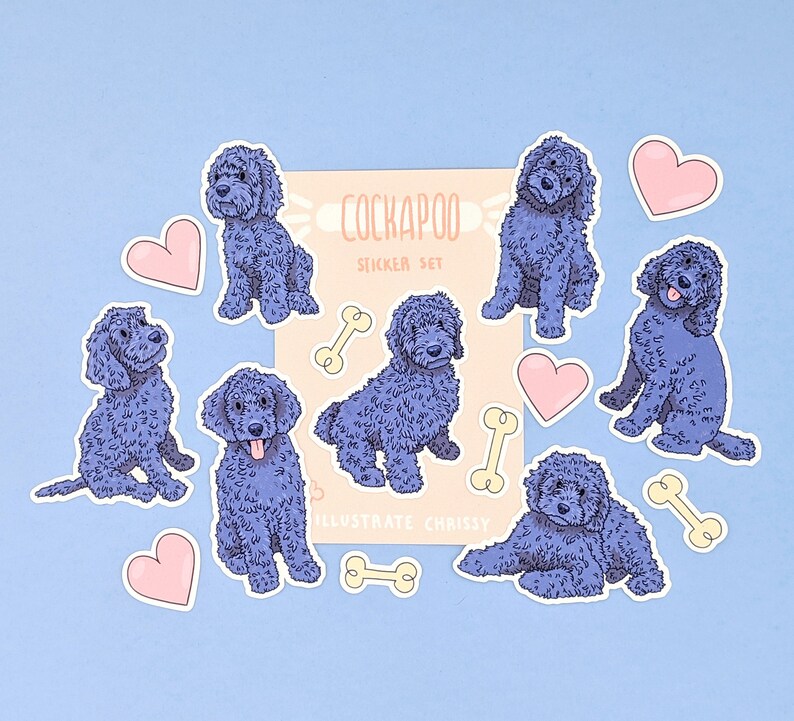 Blue Cockapoo Stickers Cute Cockapoo Gift Dog Sticker Set | Etsy
