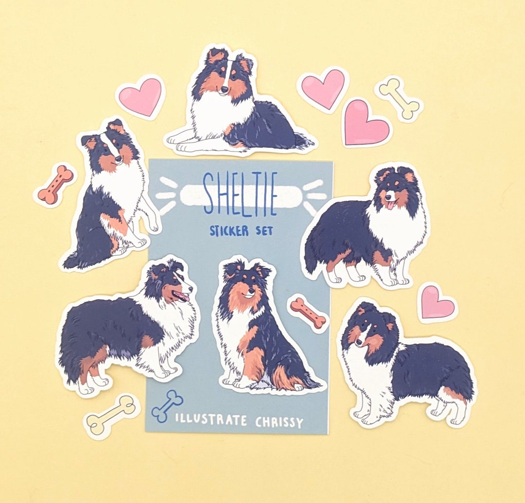 Tricolor Shetland Sheepdog Stickers - Sheltie Sticker Set - Etsy